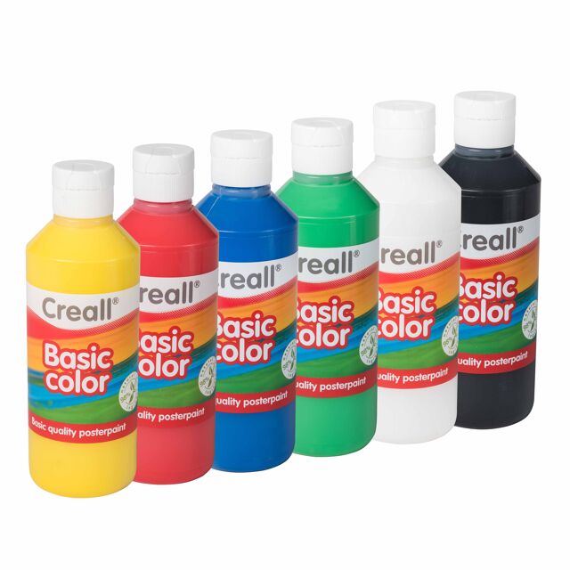 Plakkaatverf | Creall basiscolor | Assortiment 6 x 250 ml | Heutink.nl