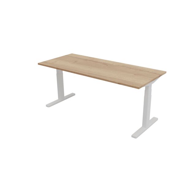 Bureau | Ergo T-poot | Naturel eiken | Wit | 140 x 80 cm | Heutink.nl